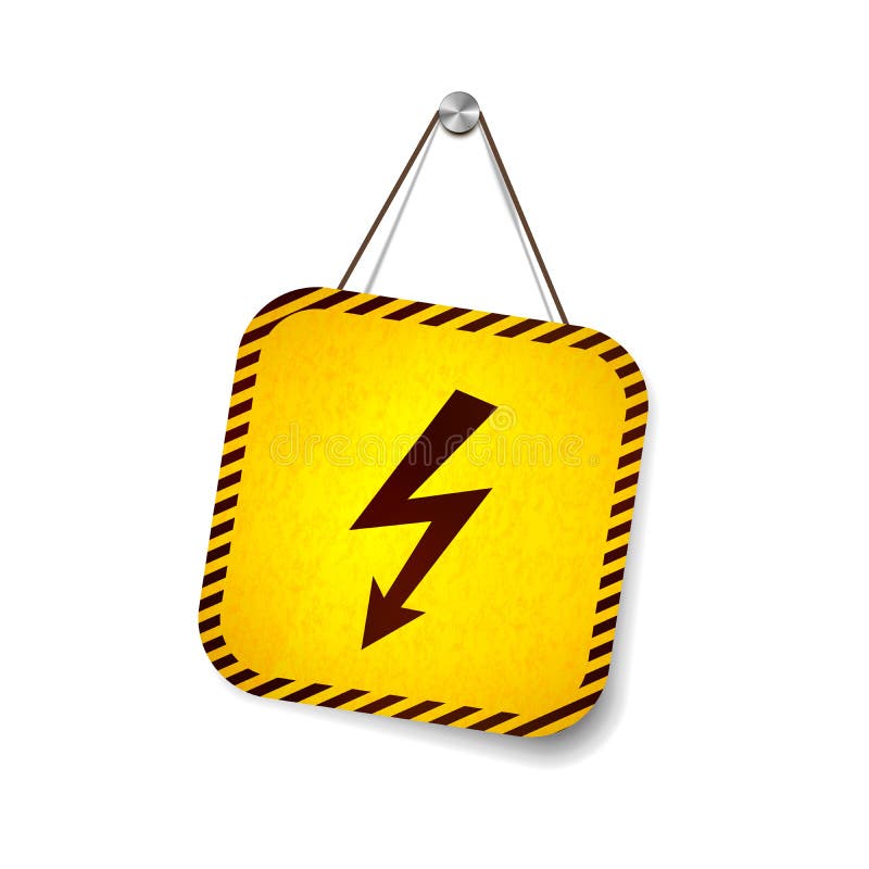 High Voltage Grunge Warning Sign Hanging on the Rope Isolated on White ...