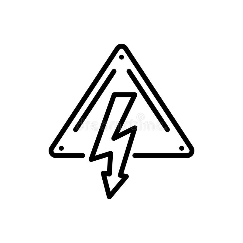 Black Line Icon for High Voltage, Lightning and Electrical Stock Vector ...