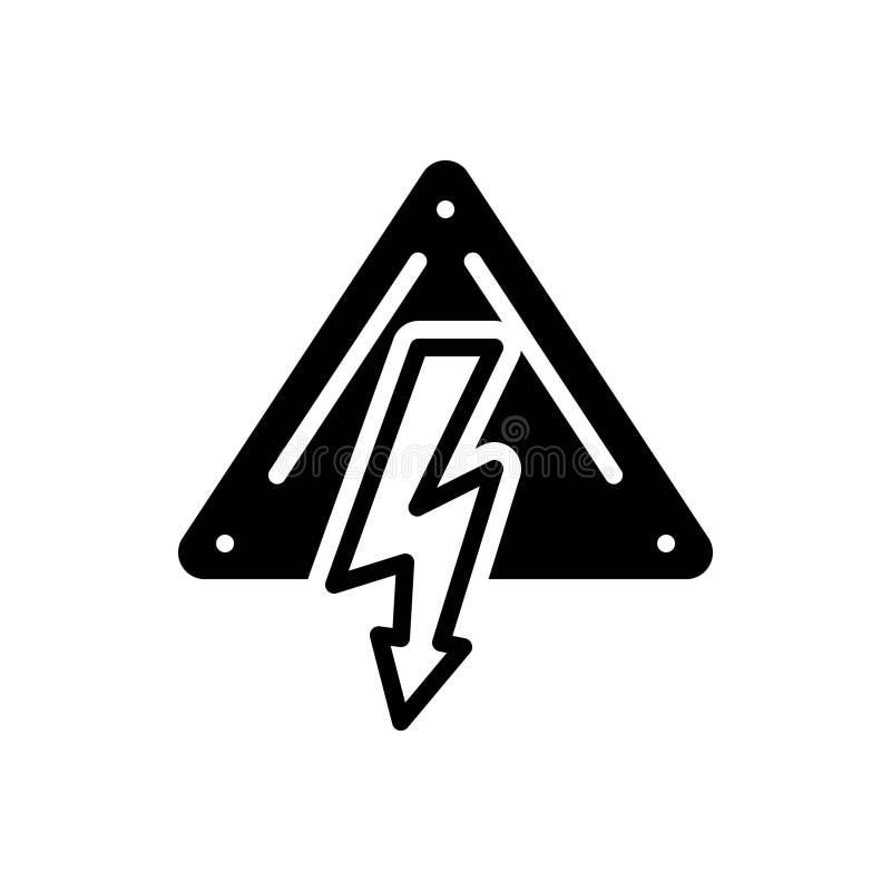 Black Solid Icon for High Voltage, Lightning and Alert Stock Vector ...