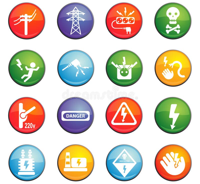 High voltage icon set stock illustration. Illustration of current ...