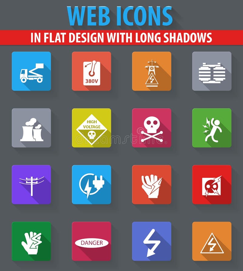 High voltage icons set stock vector. Illustration of electrician - 89073776