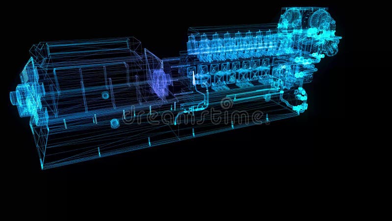 Industrial Diesel Generator Startup Sequence in Motion with Detailed ...