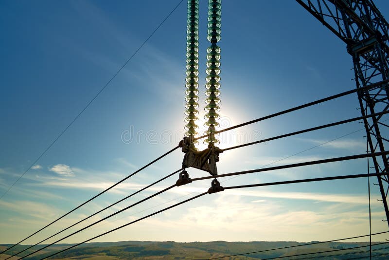 High Voltage Insulation String on Steel Pillar with Electric Power ...