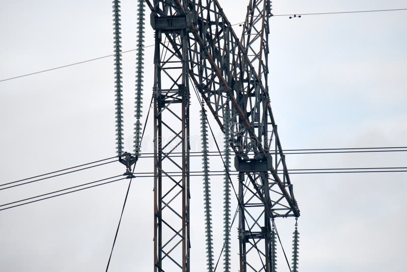 High Voltage Insulation String on Steel Pillar with Electric Power ...