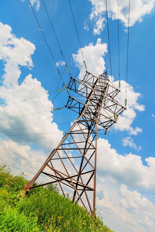 High Voltage Line and Cloudy Sky Stock Photo - Image of powerline ...