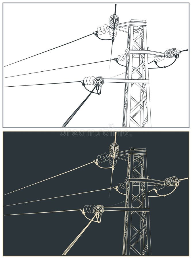 High Voltage Line Illustrations Stock Vector - Illustration of cable ...