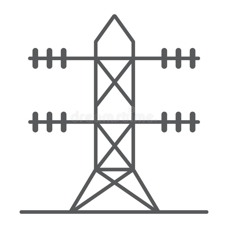 High Voltage Line Thin Line Icon, Energy and Electric, Electricity Sign ...