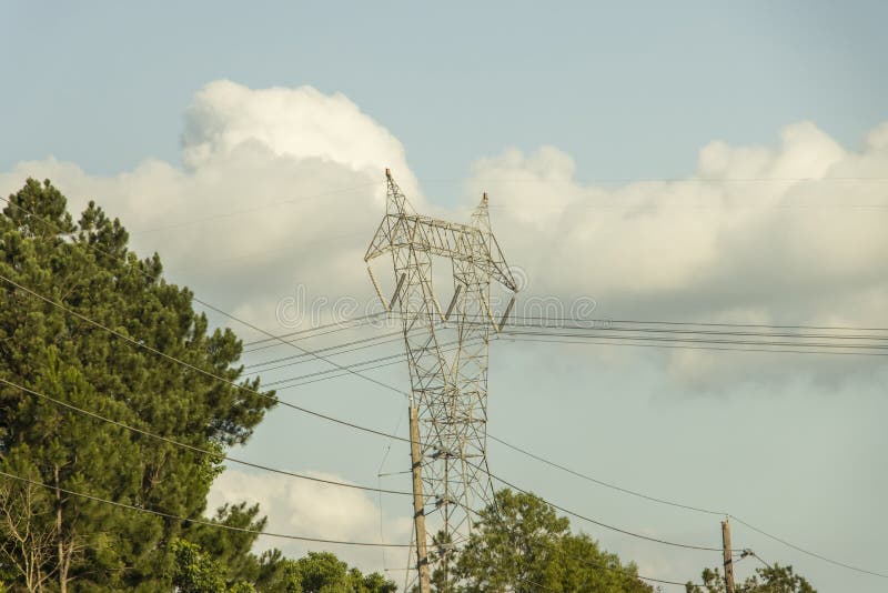 High Voltage Lines on Metal Frame Stock Photo - Image of frame ...