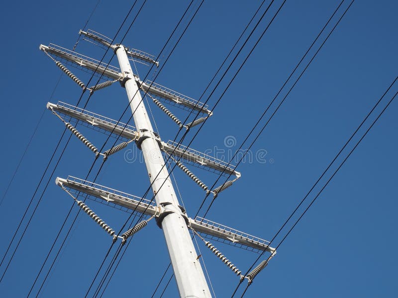 High Voltage Electrical Transmission Mono Pole Stock Image - Image of ...