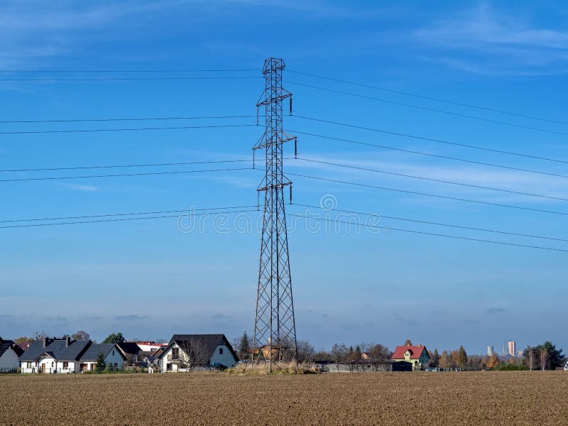 High voltage network stock photo. Image of cable, lines - 203139348