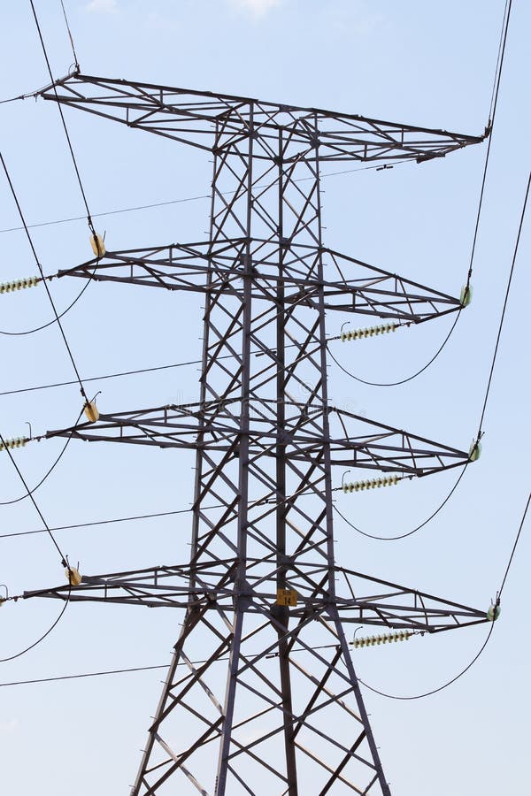 High Voltage Overhead Electrical Grid Power Pylon Stock Image - Image ...