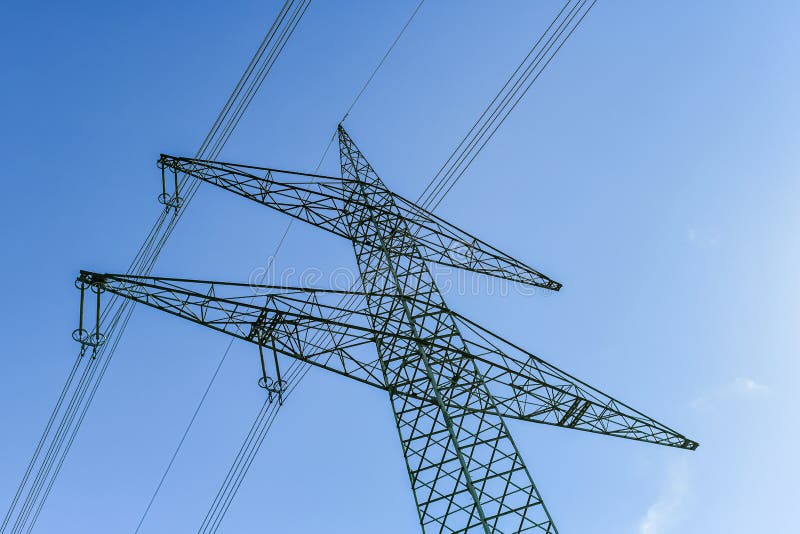 High Voltage Pole with Electric Wires Stock Photo - Image of ...