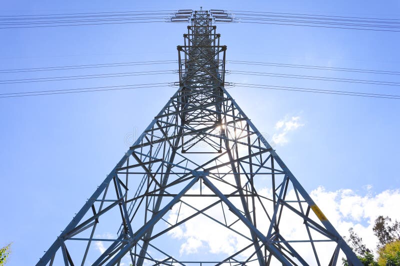 High Voltage Pole Electrical Transmitters, Clean Energy. Stock Photo ...