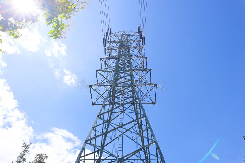 High Voltage Pole Electrical Transmitters Clean Energy, Stock Photo ...