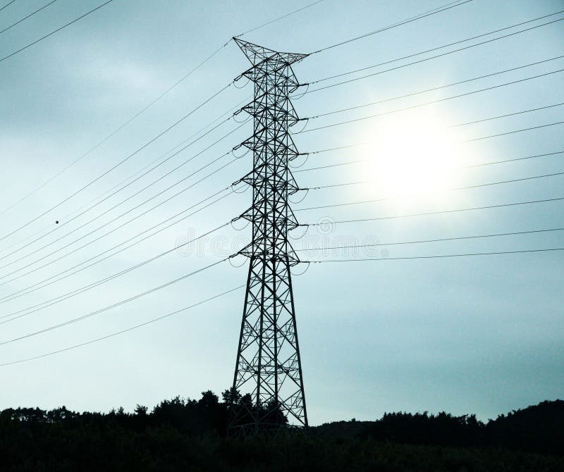 High Voltage Pole or High Voltage Power Tower Stock Image - Image of ...