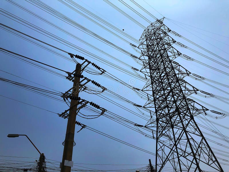 A Small Power Pole in a Rural Area Stock Photo - Image of design, line ...