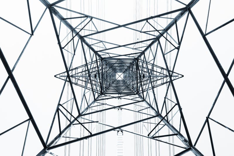 High Voltage Post Power Line Tower Industry Backgro Stock Photo - Image ...