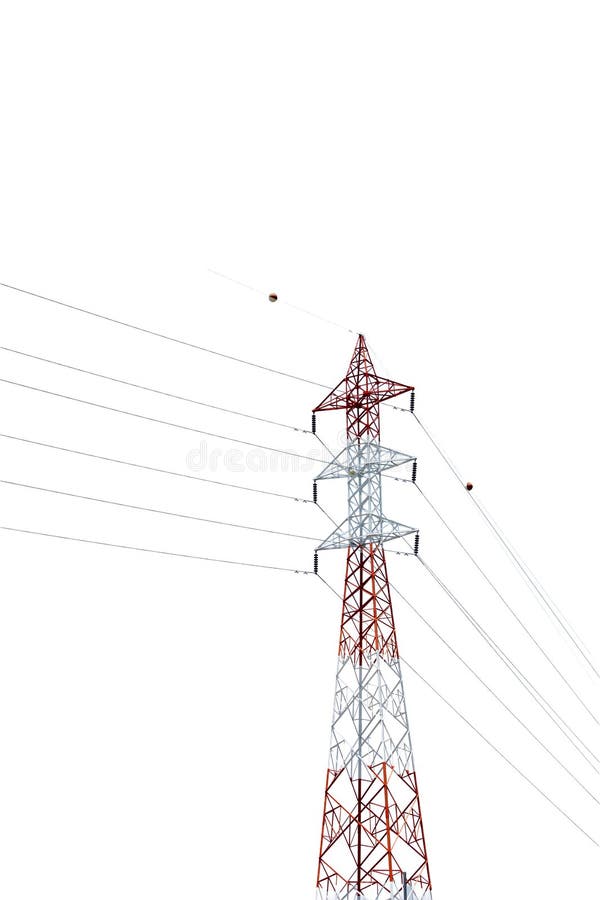 High Voltage Post.High-voltage Tower Isolated on White Stock Photo ...