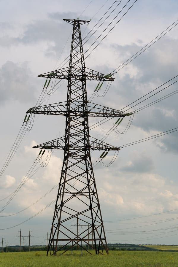 High Voltage Post.High-voltage Tower Sky Background Stock Image - Image ...
