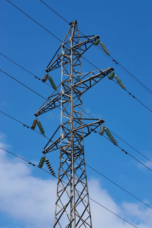 High Voltage Power Electricity Pylon Line Pole Stock Photo - Image of ...