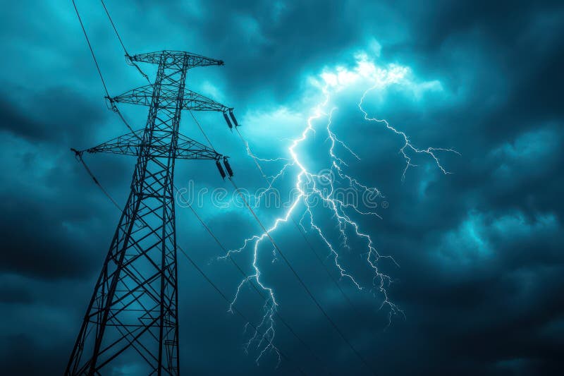 High Voltage Power Line Break Electrical Storm Stock Photos - Free ...
