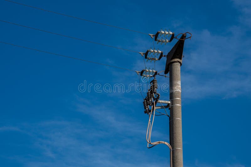 High Voltage Power Line Pole Stock Image - Image of industrial, line ...