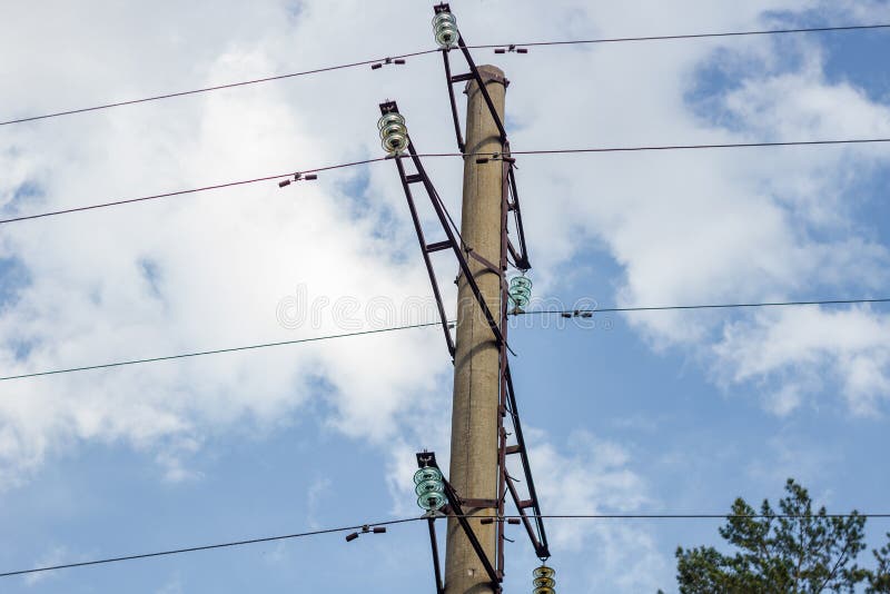 High Voltage Power Line Pole and Wires Stock Photo - Image of cable ...