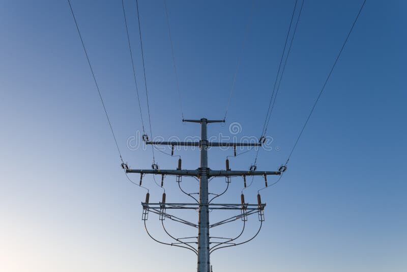 High Voltage Power Line Post Stock Photo - Image of background, line ...