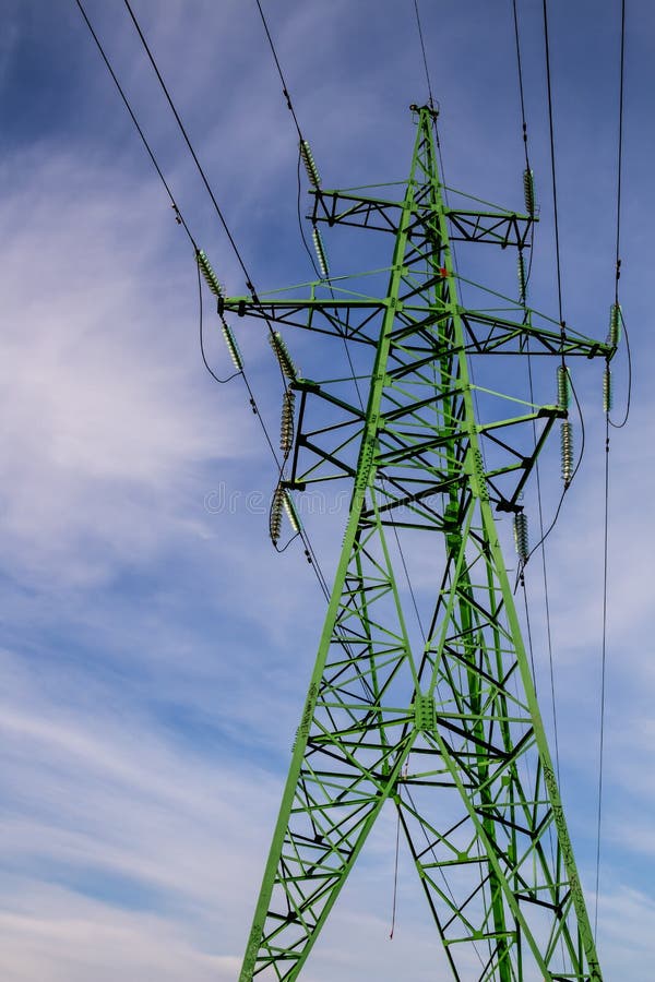 High Voltage Power Line Stand Stock Photo - Image of energy, lines ...