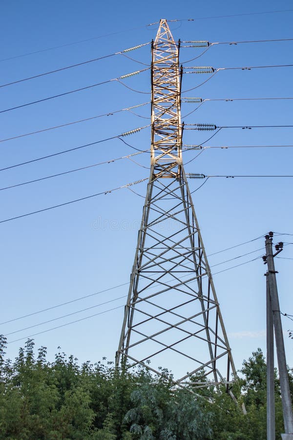 High-voltage Power Line, Steel Engineering Structure Stock Image ...
