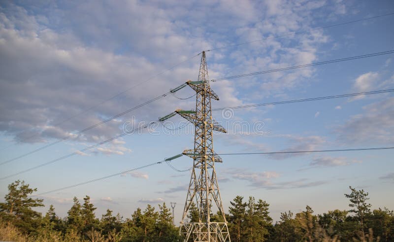 High-voltage Power Line, Steel Engineering Structure Stock Image ...