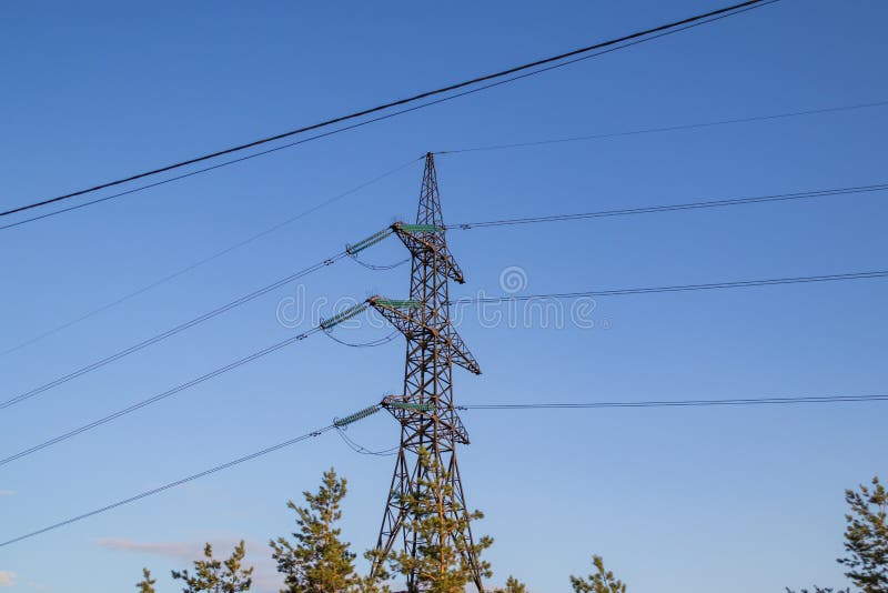 High-voltage Power Line, Steel Engineering Structure Stock Photo ...