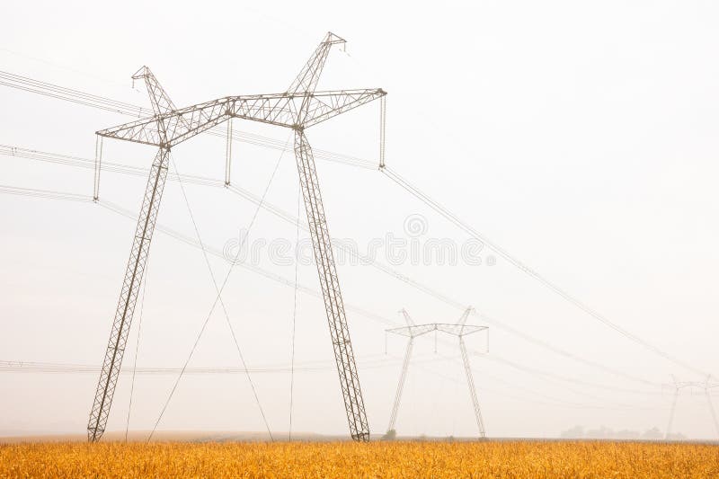 High-voltage Power Line System in Ukraine Stock Photo - Image of pylon ...