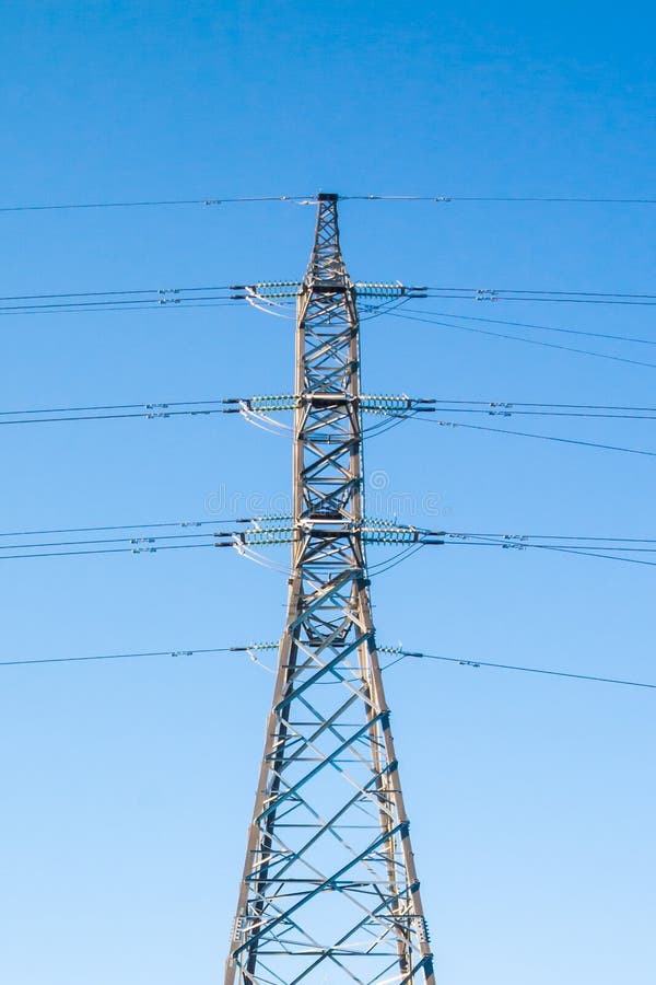 High-voltage Power Line Tower on Sky Background at Autumn in Finland ...