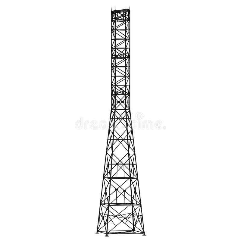 A High-voltage Power Line Tower on a White Background. Isolate Stock ...
