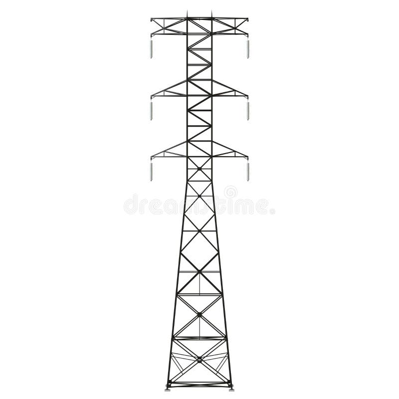 A High-voltage Power Line Tower on a White Background. Isolate Stock ...
