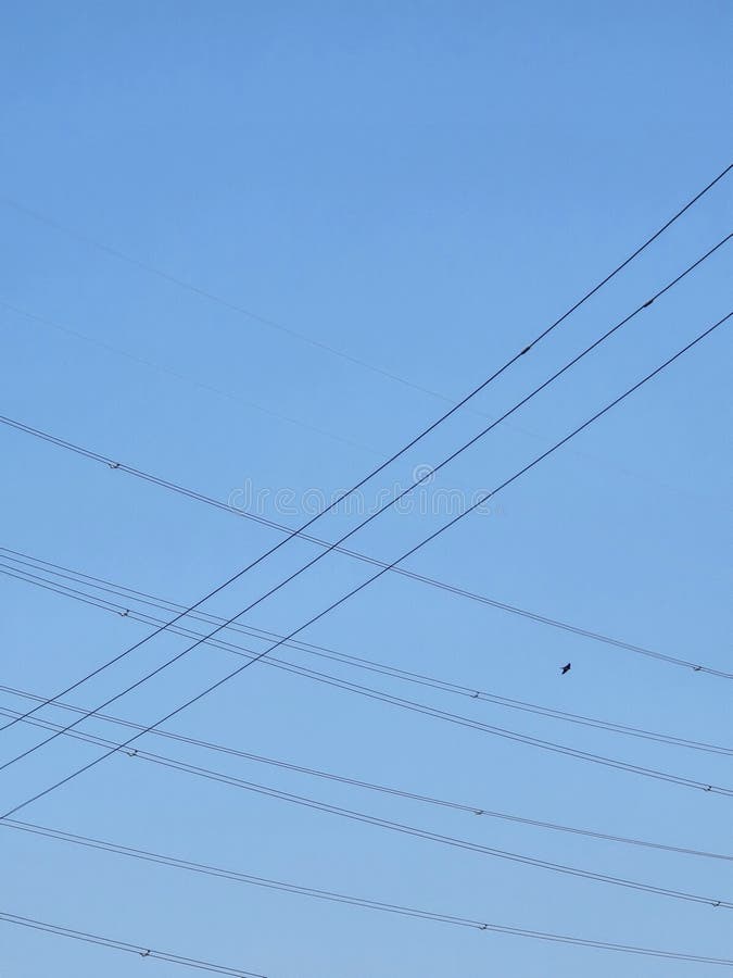 High Voltage Power Lines and Blue Sky Stock Photo - Image of electric ...