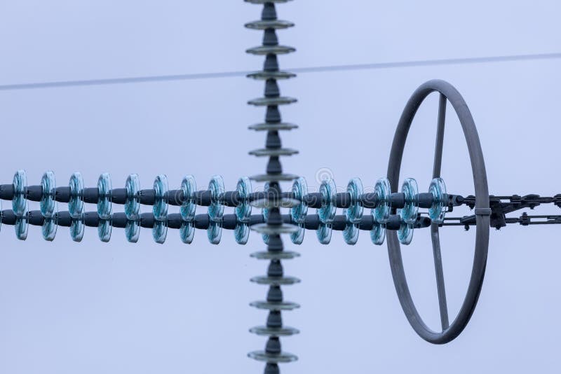 High Voltage Power Lines in Detail Stock Image - Image of grid ...