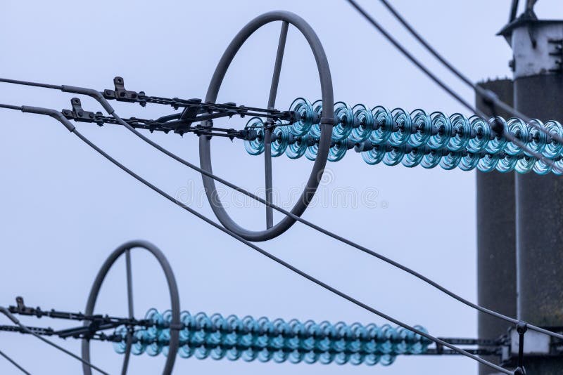 High Voltage Power Lines in Detail Stock Image - Image of grid ...