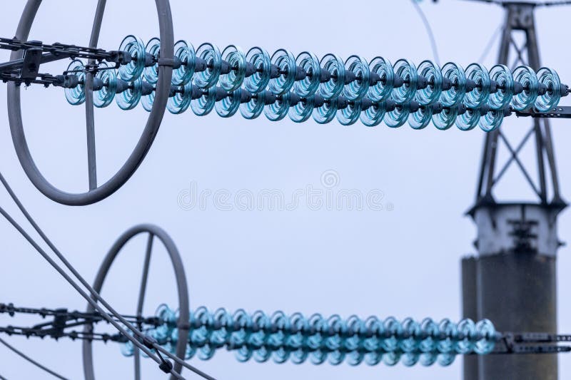 High Voltage Power Lines in Detail Stock Image - Image of grid ...