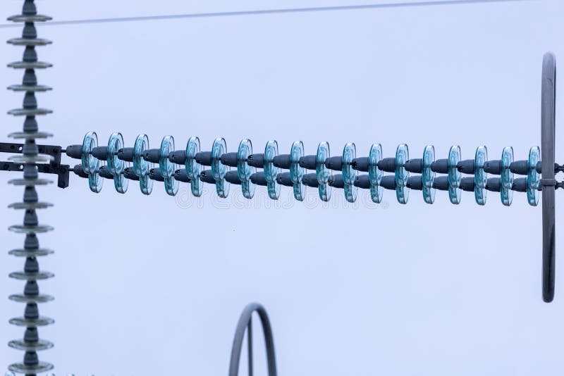 High Voltage Power Lines in Detail Stock Image - Image of grid ...