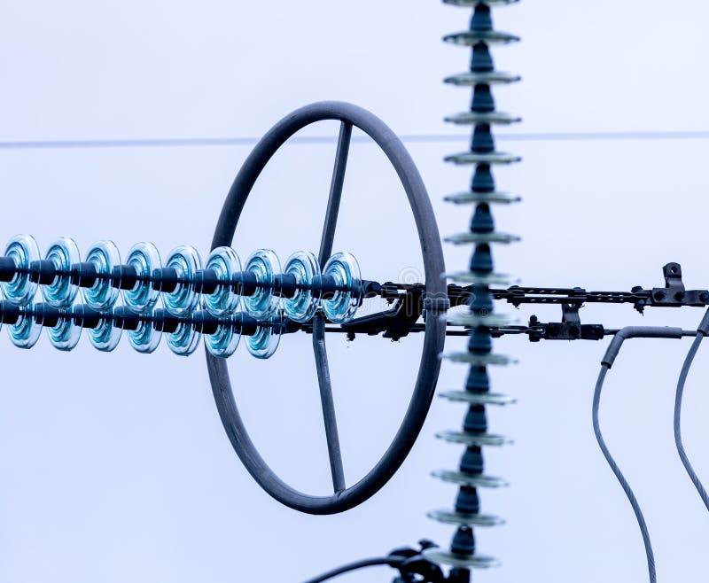 High Voltage Power Lines in Detail Stock Image - Image of grid ...