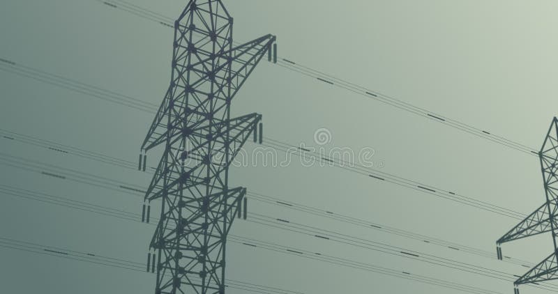 High-voltage Power Lines Stretching Across a Rural Landscape during ...