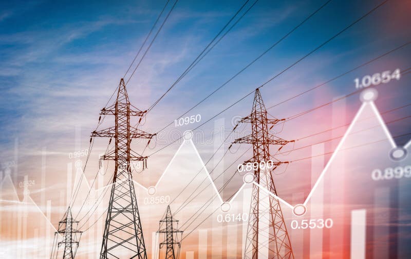 High-voltage Power Lines with Graphs Stock Image - Image of electrical ...