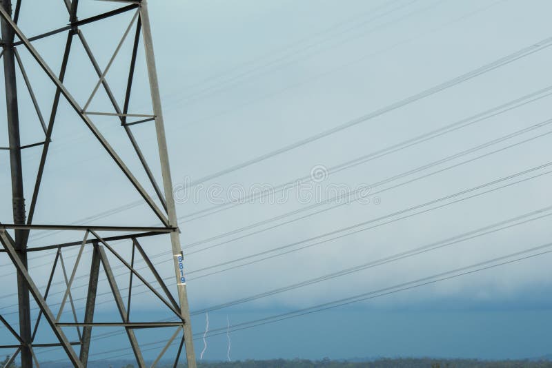 High Voltage Power Lines during a Storm Stock Image - Image of rain ...