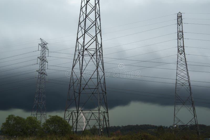 High Voltage Power Lines during a Storm Stock Photo - Image of clean ...
