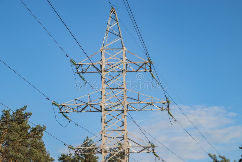 High-voltage Power Line, Steel Engineering Structure Stock Image ...