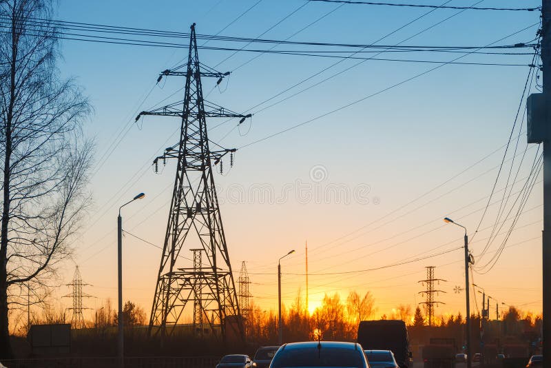 High Voltage Power Lines in an Urban Environment on the Background of ...