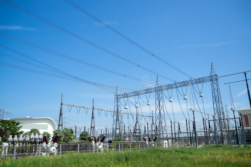 High Voltage Power Plant and Transformation Station Stock Image - Image ...