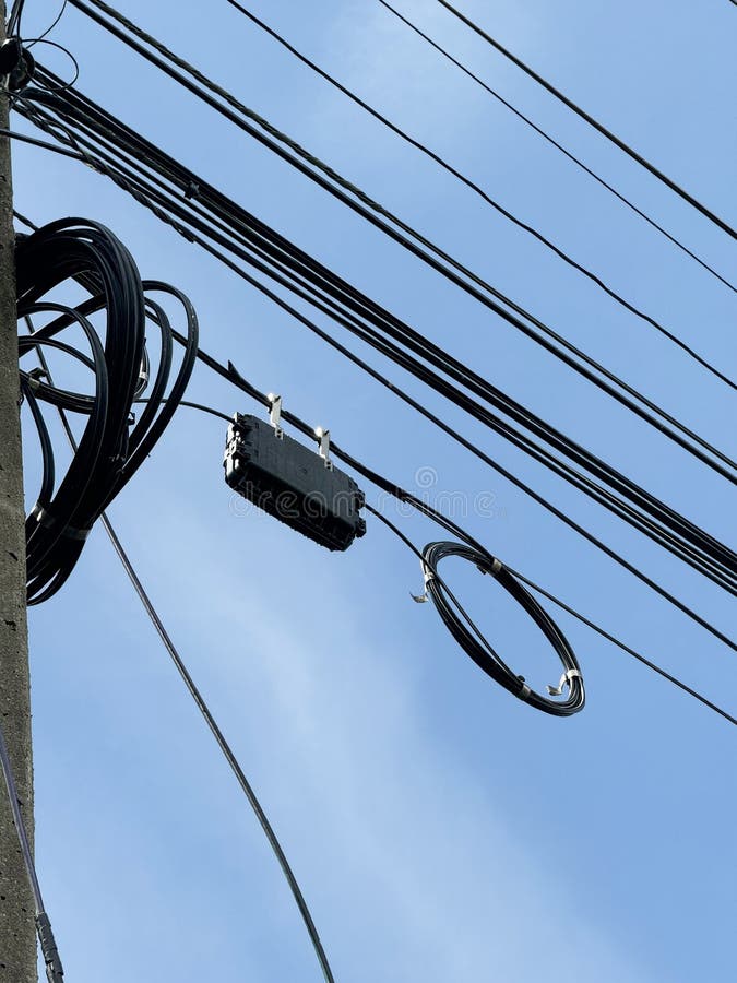 High Voltage Power Pole with Blue Sky. High Quality Photo Stock Photo ...